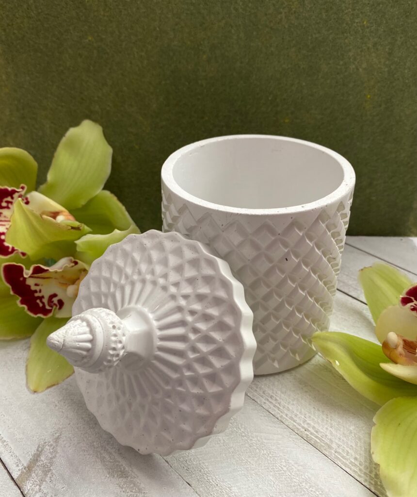 White Concrete Storage Container - Cement Creartions